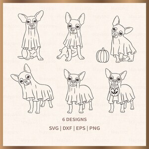 Сute Ghost Chihuahua Dog SVG Bundle 6 Designs, Boo Svg, Halloween Svg ...