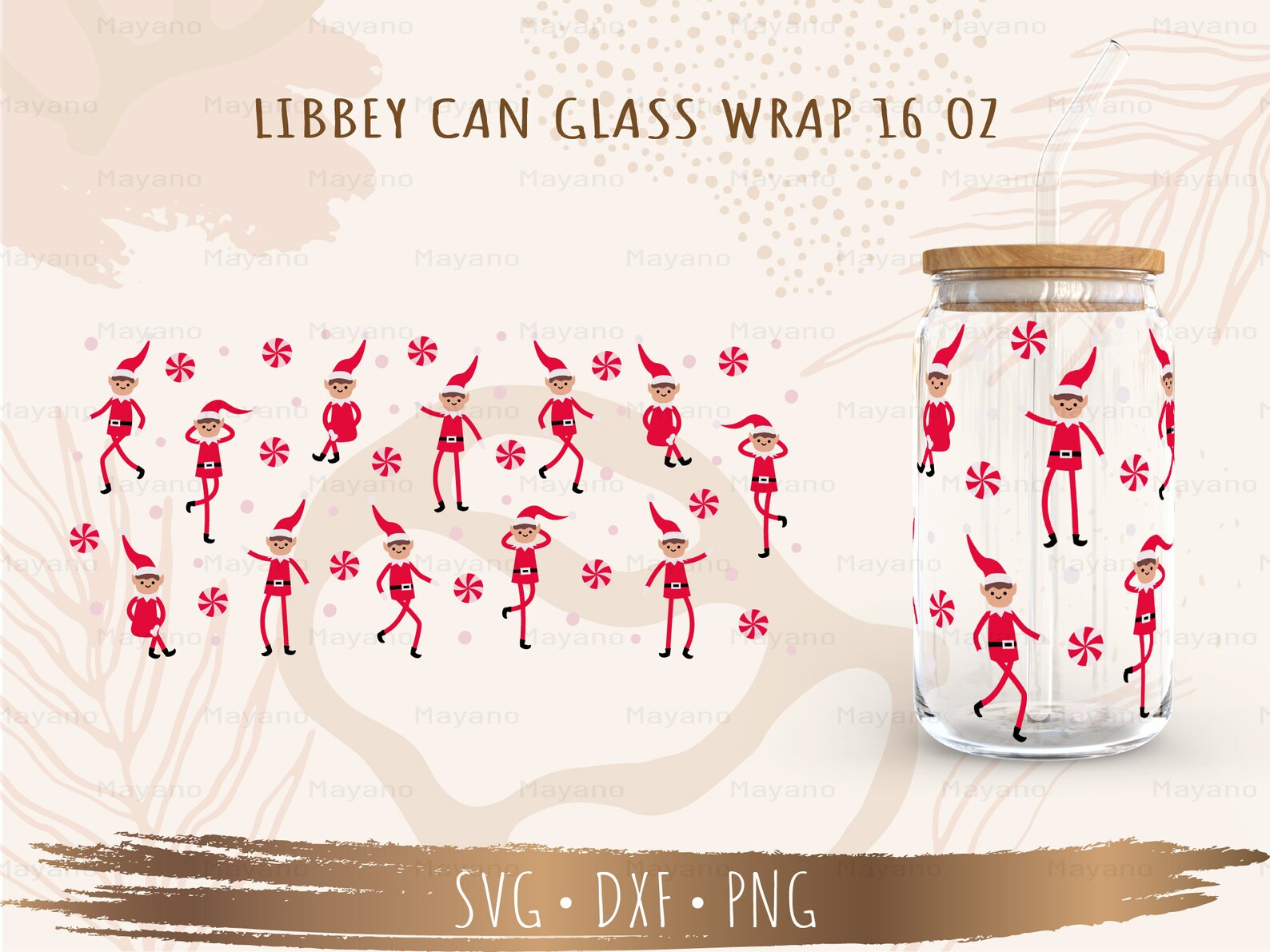Christmas Elf SVG, DIY for Libbey Can Shaped Beer Glass 16oz, Cut File ...