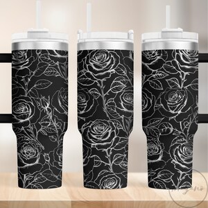 40oz Tumbler Rose Flower Wrap SVG - Perfect for Laser Engraving & Full ...
