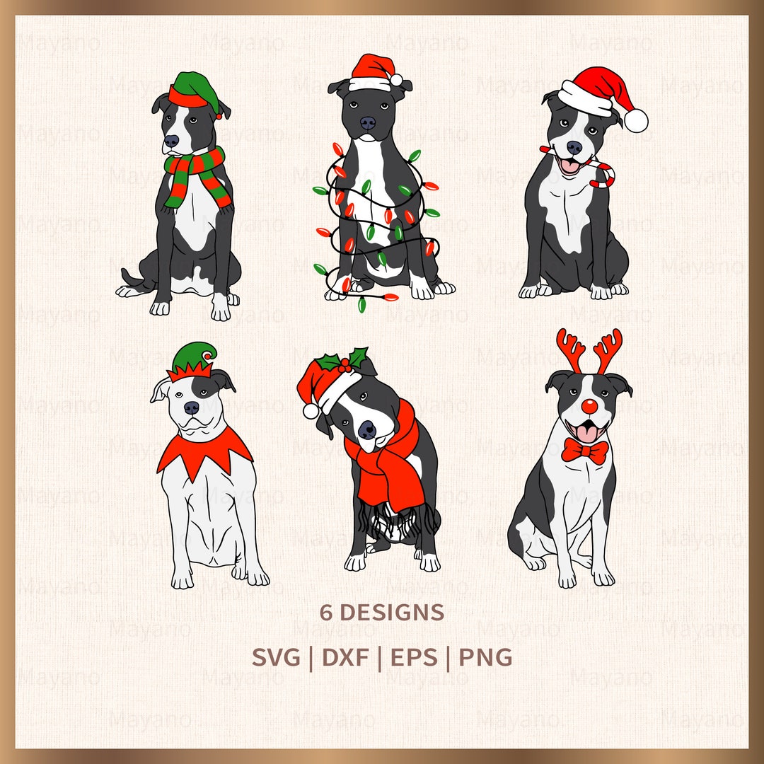 Christmas Pitbull Dogs Svg, Christmas Svg, Files for Cricut, Silhouette ...