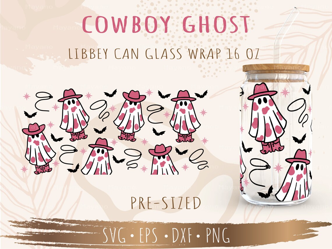 Cowboy Ghost SVG DIY for Libbey Can Shaped Beer Glass 16oz - Etsy