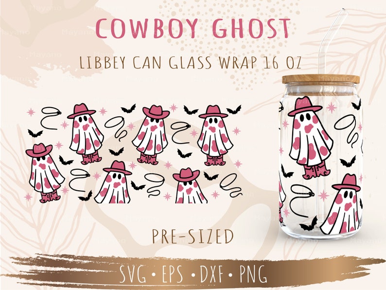 Cowboy Ghost SVG DIY for Libbey Can Shaped Beer Glass 16oz - Etsy