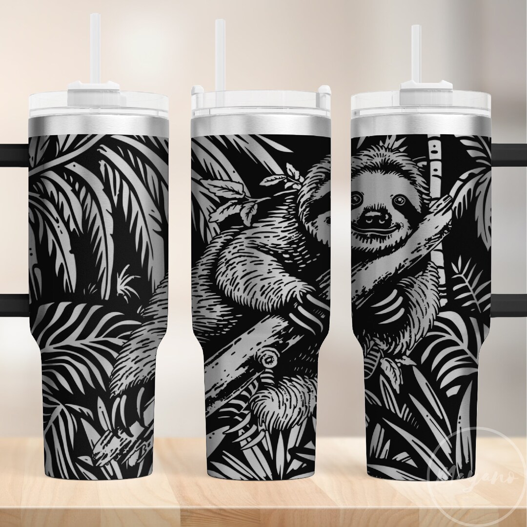 40oz Tumbler Sloth on the Branch Wrap SVG, Book Lover - Perfect for ...