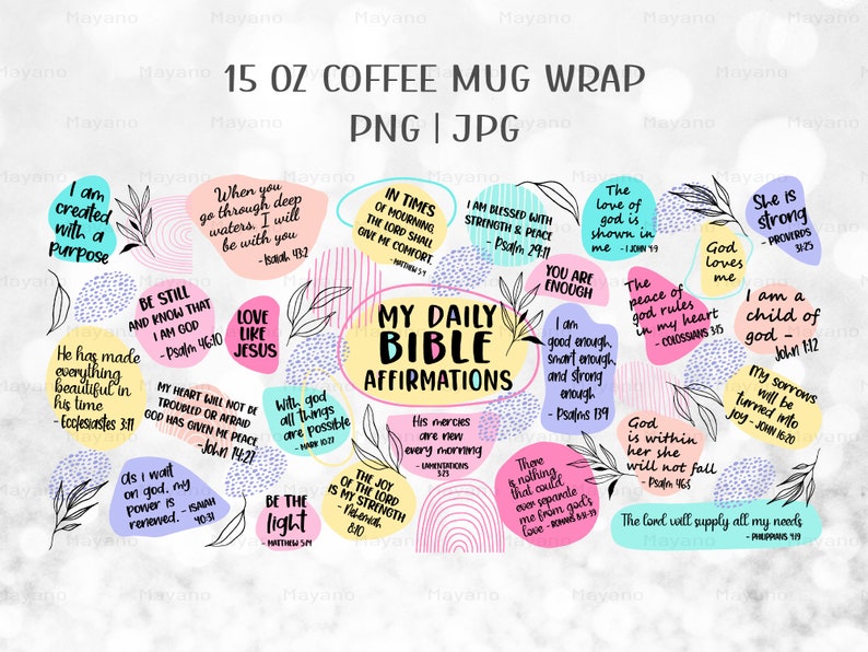 My Daily Bible Affirmations Bible Words PNG 15 OZ Mug Wrap - Etsy