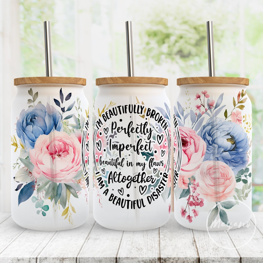 Perfectly Imperfect 16 Oz Libbey Glass Can Wrap, PNG Sublimation ...