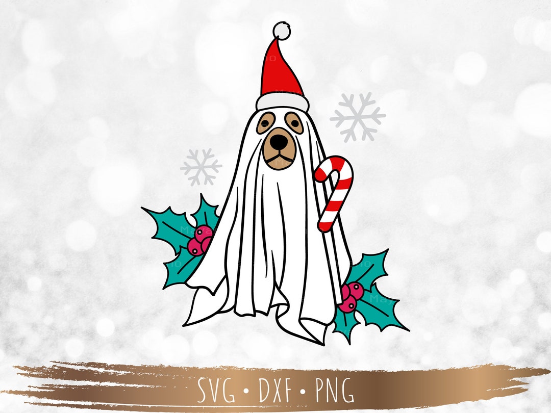 Spooky Christmas Svg, Christmas Ghost Dog Svg, Design for SVG Files for ...