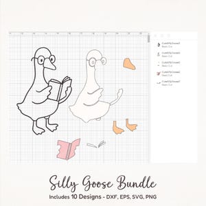 Silly Goose SVG Bundle – 10 Funny Line Art Designs, Cute Goose Clipart ...