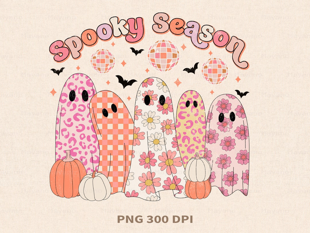 Spooky Season PNG, Cute Ghost, Floral Ghost, Halloween PNG File for ...