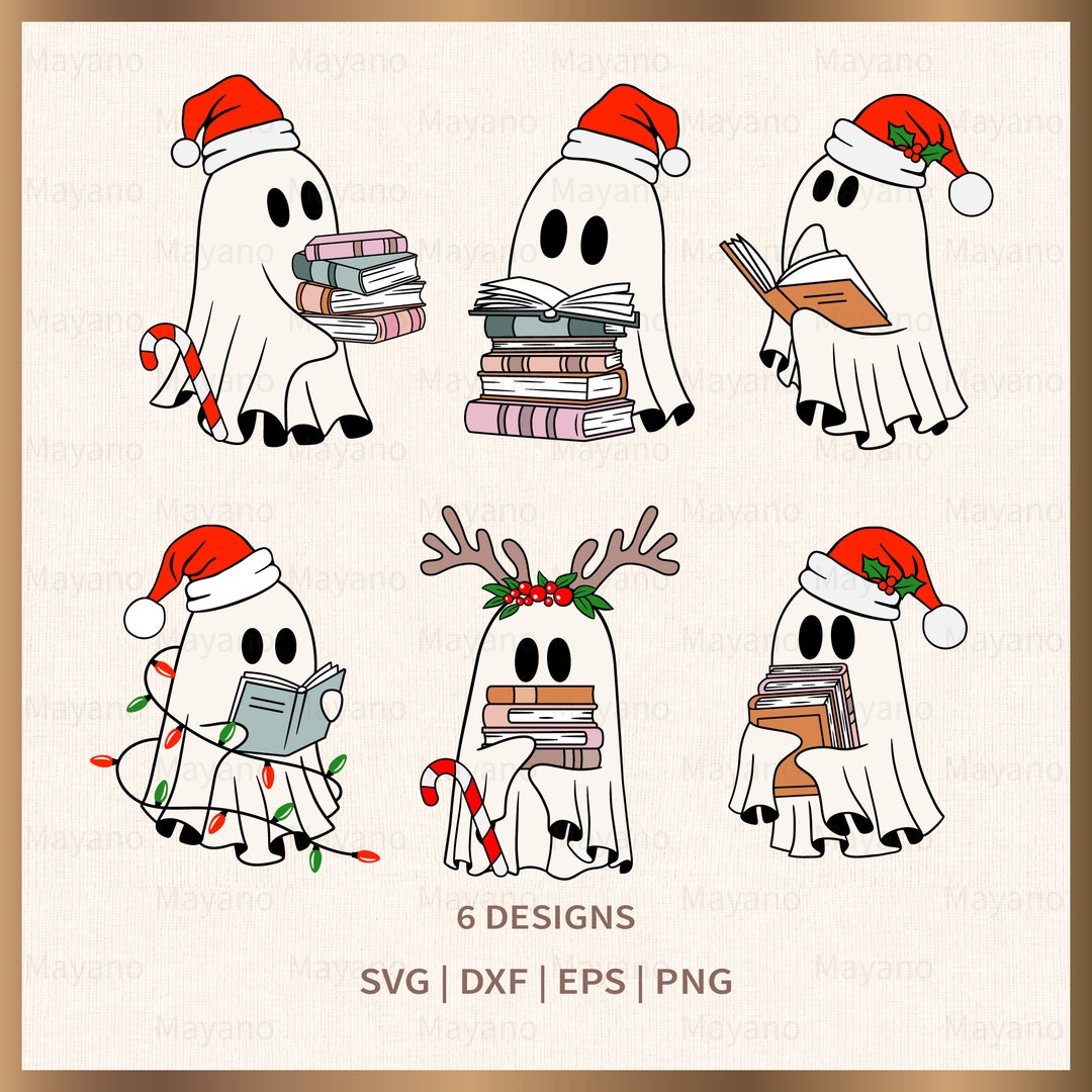 Christmas Cute Ghost Book Svg, Christmas Svg, Files for Cricut ...