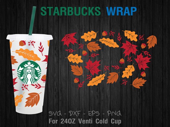 Drawing & Illustration Fall Leaves Autumn Starbucks Cup Full Wrap ...