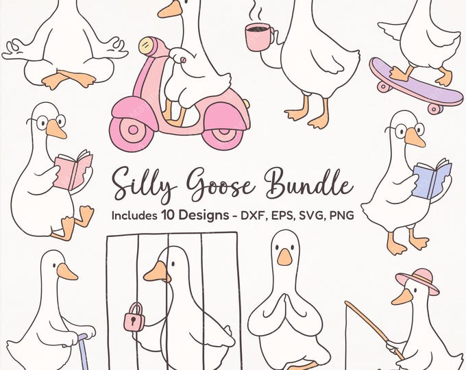 Silly Goose SVG Bundle | Funny Goose Clipart | Spring Goose, Party ...