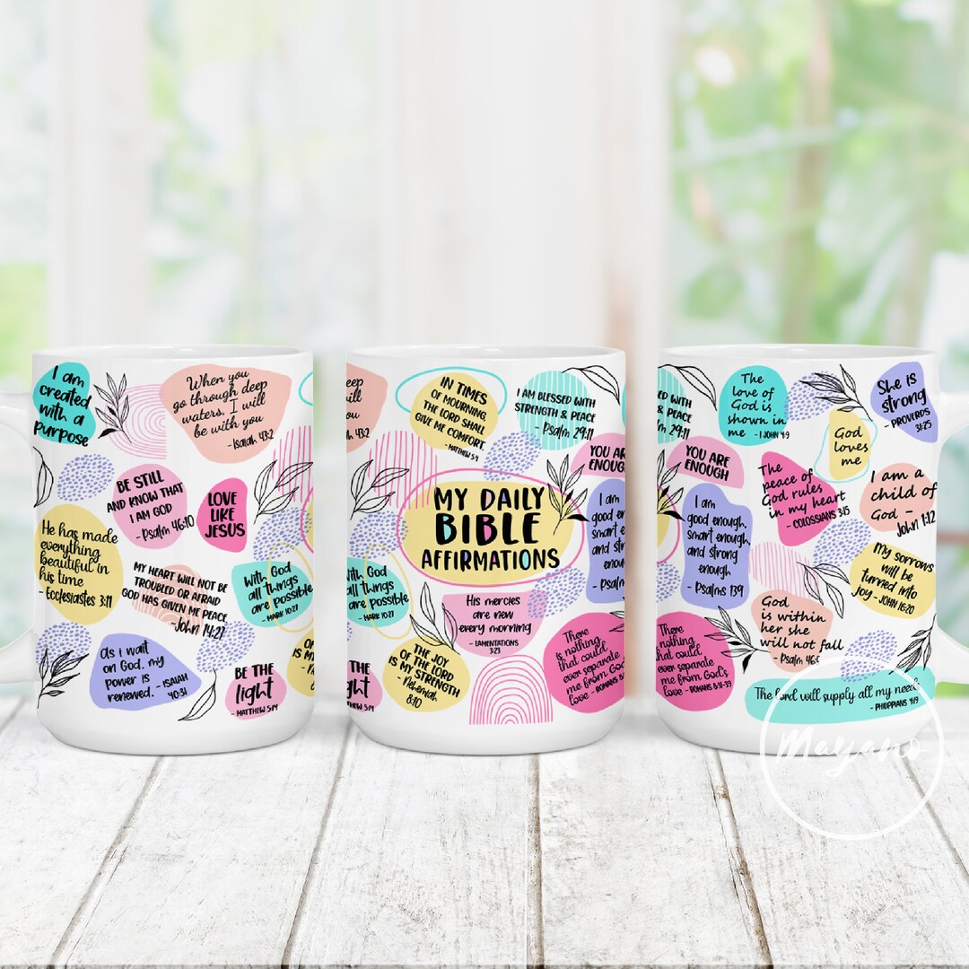 My Daily Bible Affirmations, Bible Words PNG, 15 OZ Mug Wrap PNG ...
