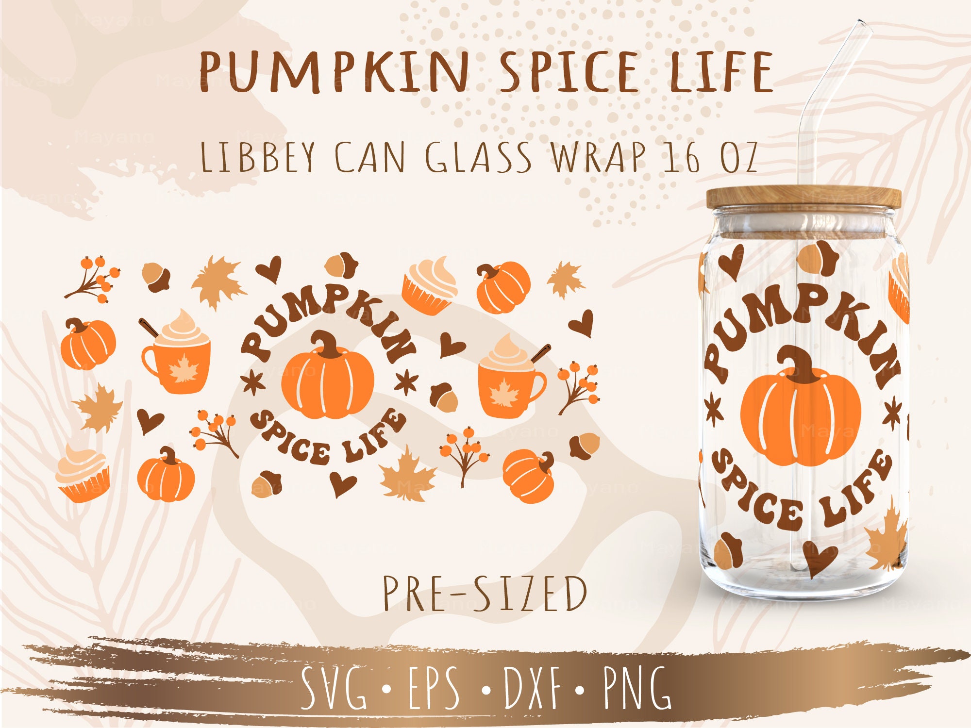Pumpkin Spice Life SVG, DIY for Libbey Can Shaped Beer Glass 16oz, Cut ...