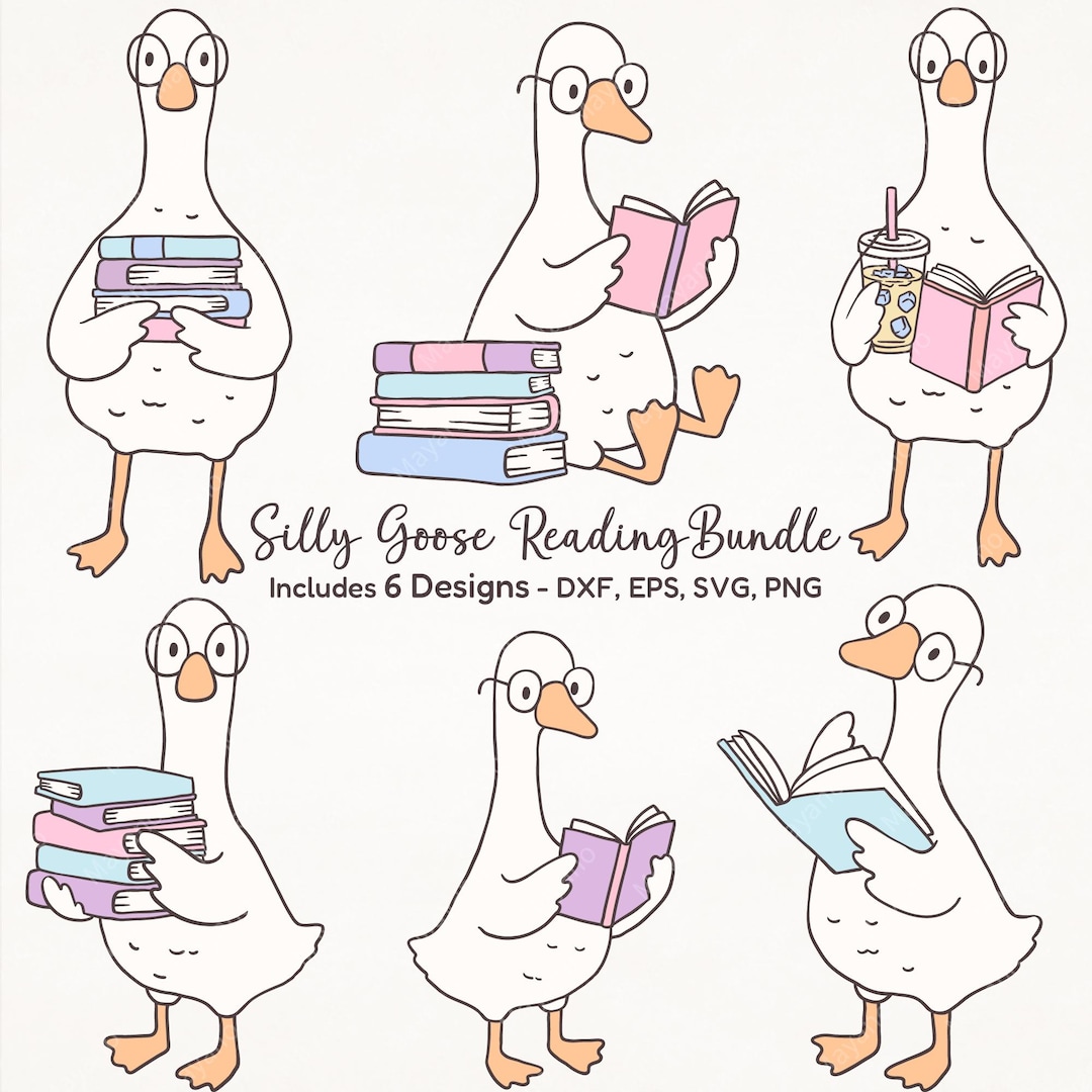 Silly Goose Reading Bundle – 6 Cute Goose Designs, Minimal Goose ...