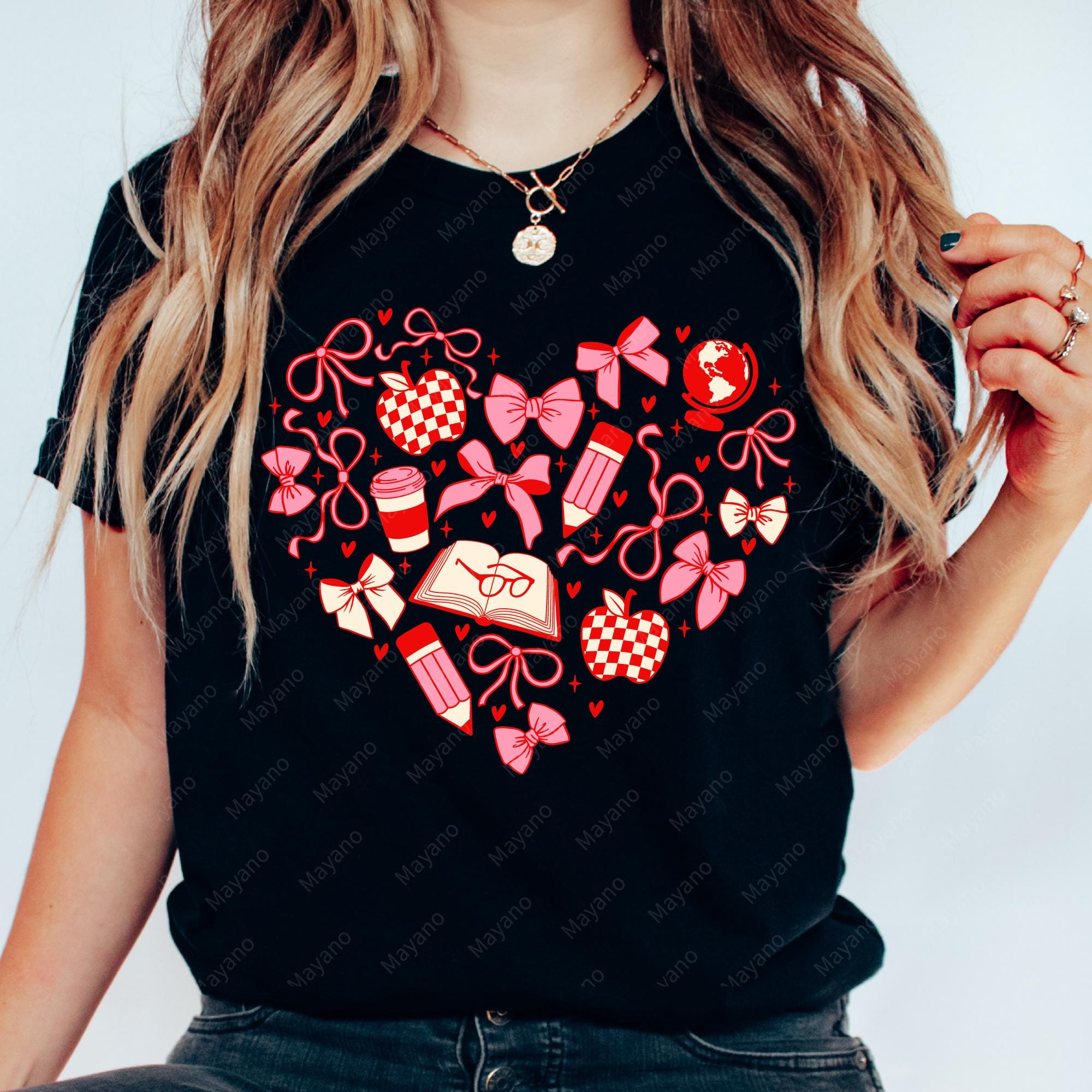 Teacher Valentine’s Day Heart PNG SVG | Bow Heart | Cricut Cutting ...