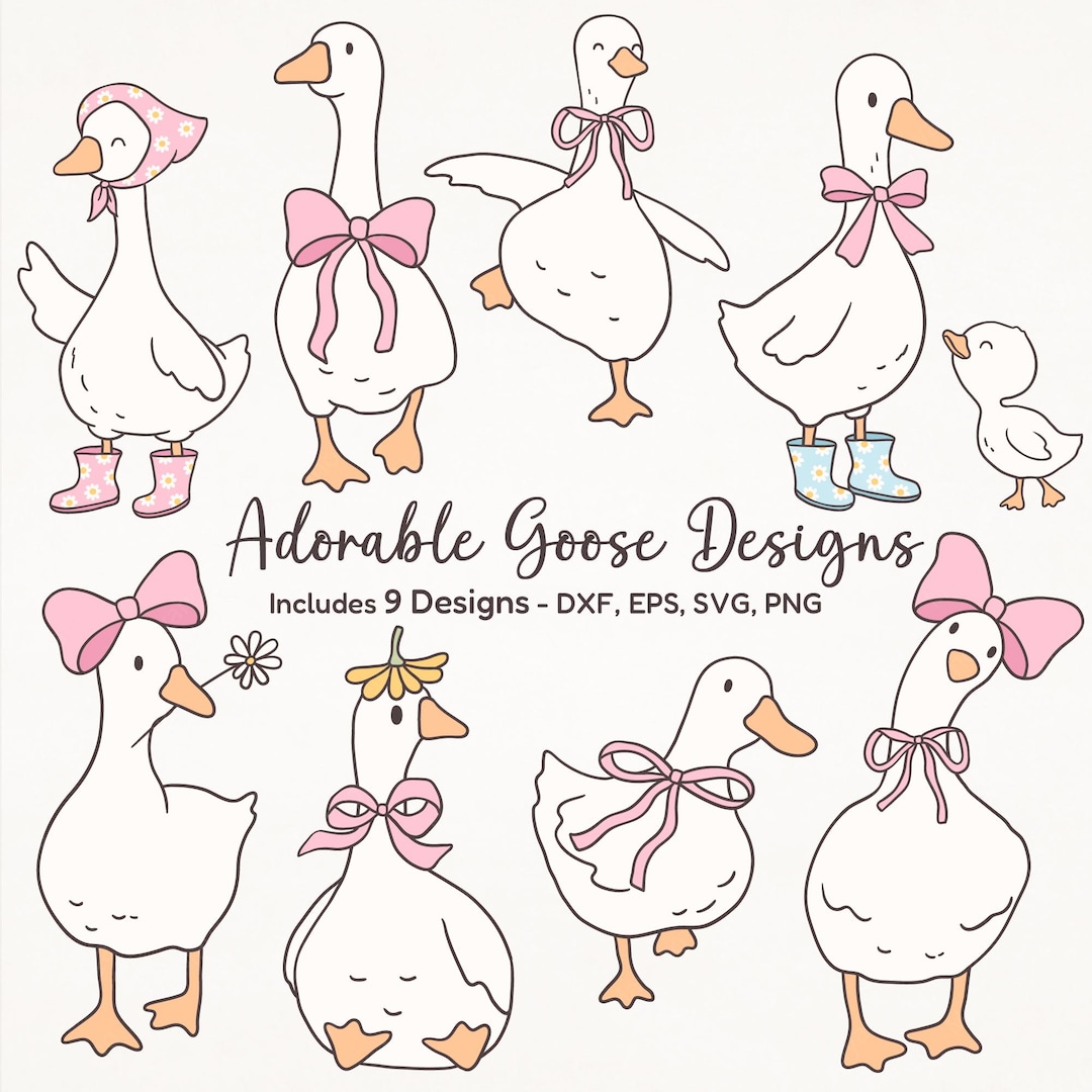 Silly Goose Bundle – 9 Cute Goose Designs, Minimal Goose Clipart for ...