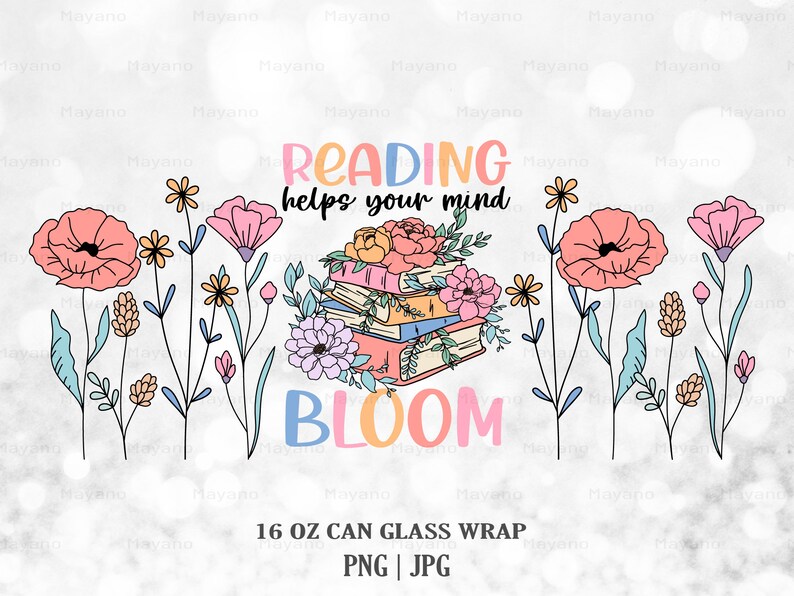 Reading Helps Your Mind Bloom PNG DIY for 16 Oz Libbey Glass - Etsy