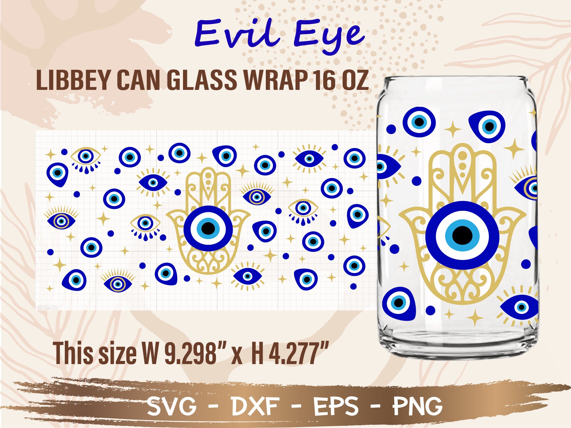 Evil Eye SVG DIY for Libbey Can Shaped Beer Glass 16oz Cut - Etsy