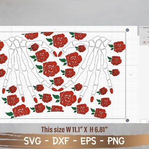 Full Wrap Macabre Skeleton Heart Rose Starbucks Cup SVG, Halloween SVG ...