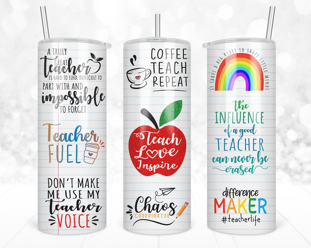 20oz Skinny Tumbler Teacher Sublimation Designs for Straight Tapered ...