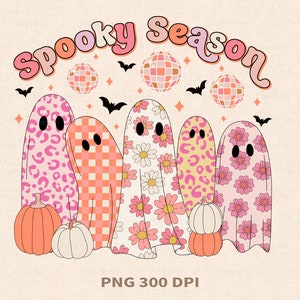 Spooky Season PNG, Cute Ghost, Floral Ghost, Halloween PNG File for ...