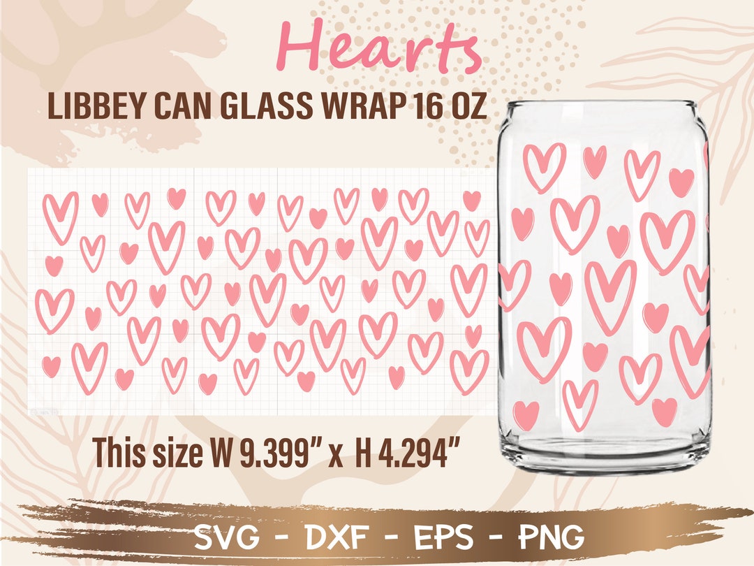Heart Libbey Can Glass Wrap Svg Diy For Libbey Can Shaped Beer Glass