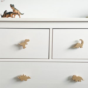 Dinosaur Drawer Knobs | Dinosaur Nursery Decor, Dino Theme, Solid Oak ...
