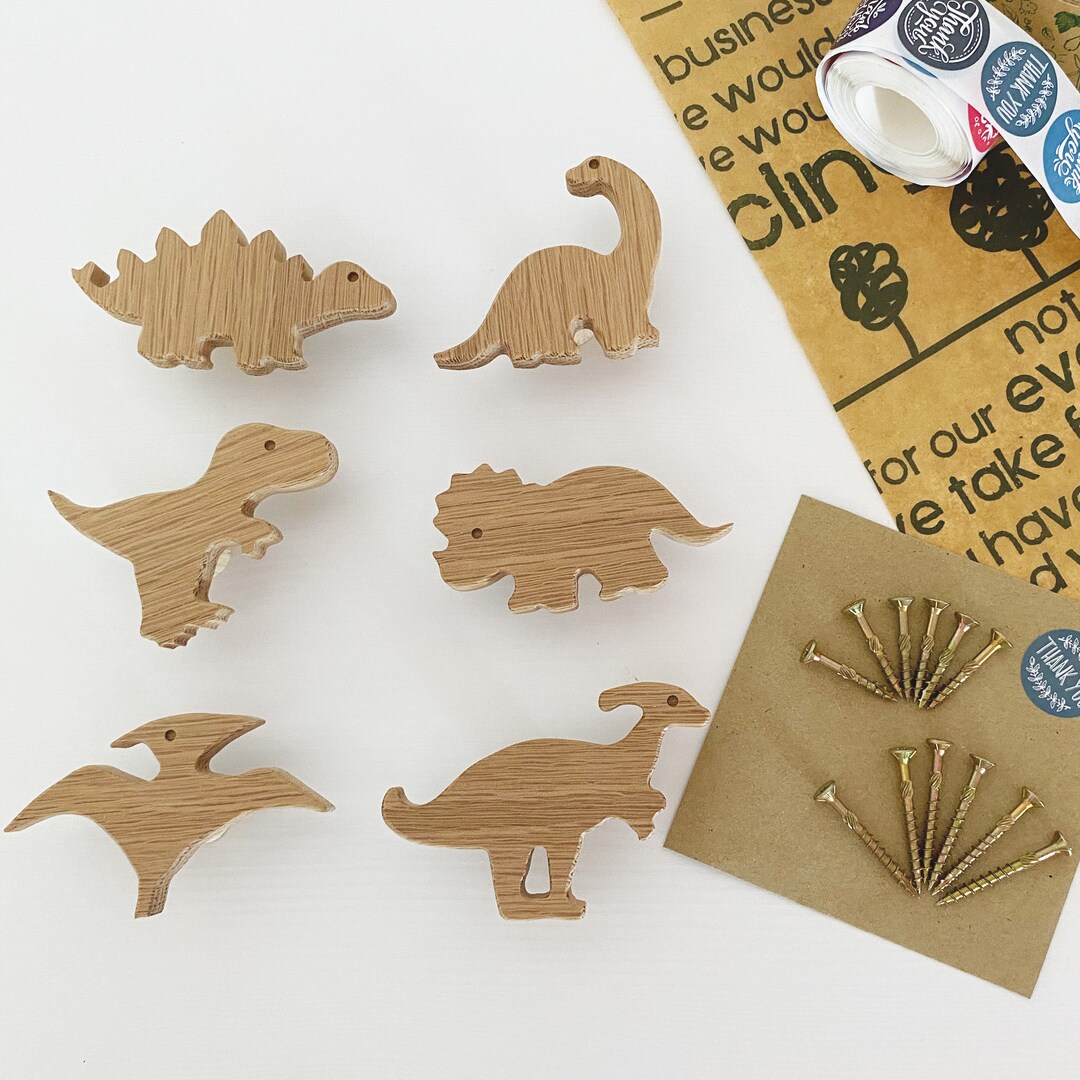 Dinosaur Drawer Knobs Dinosaur Nursery Decor, Dino Theme, Solid Oak ...