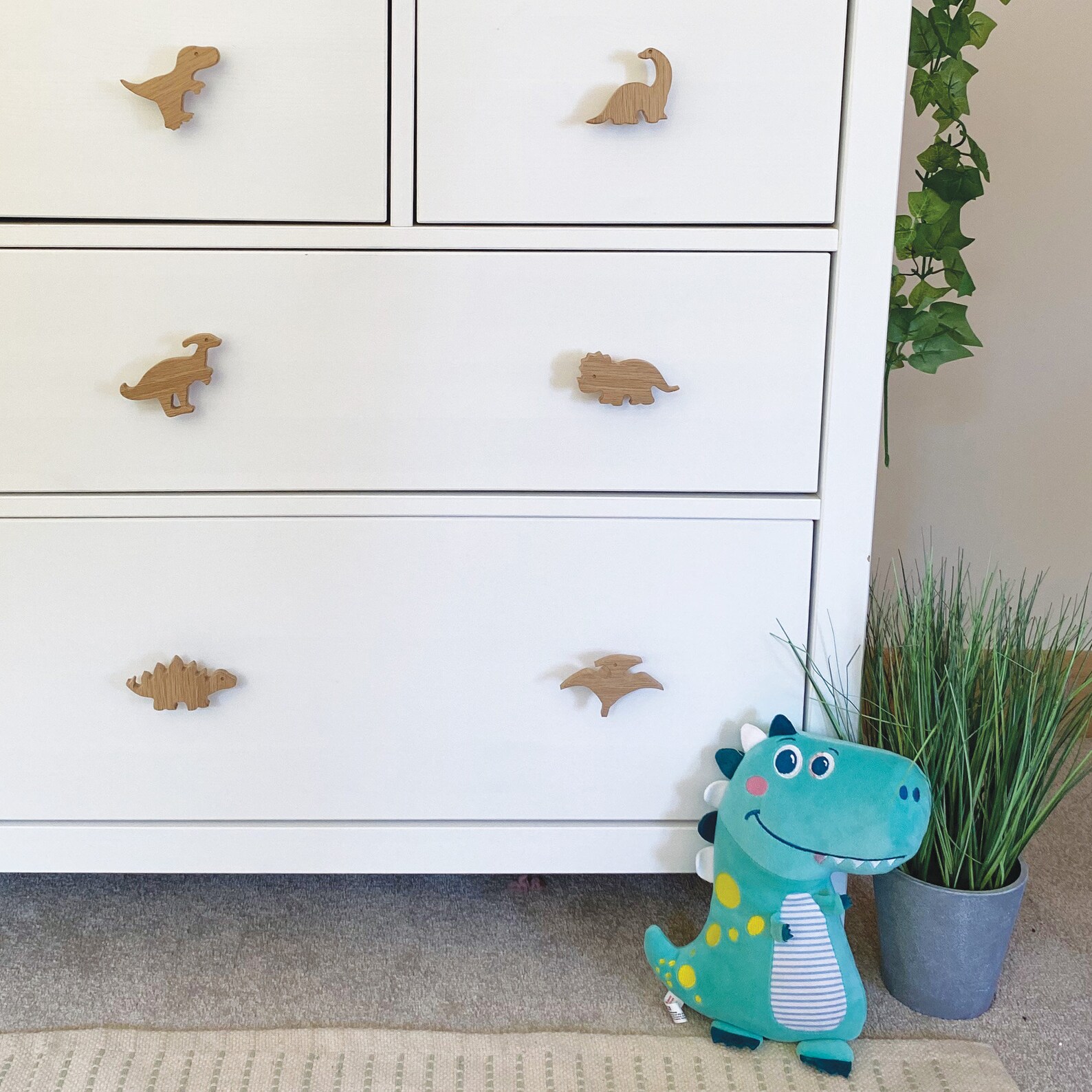 Dinosaur Drawer Knobs Dinosaur Nursery Decor, Dino Theme, Solid Oak ...
