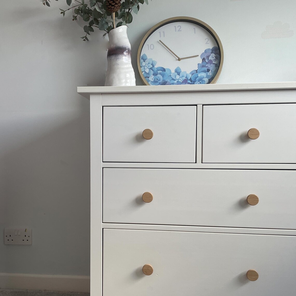 Round Wooden Drawer Knobs Handles Drawer Pulls Oak | Etsy