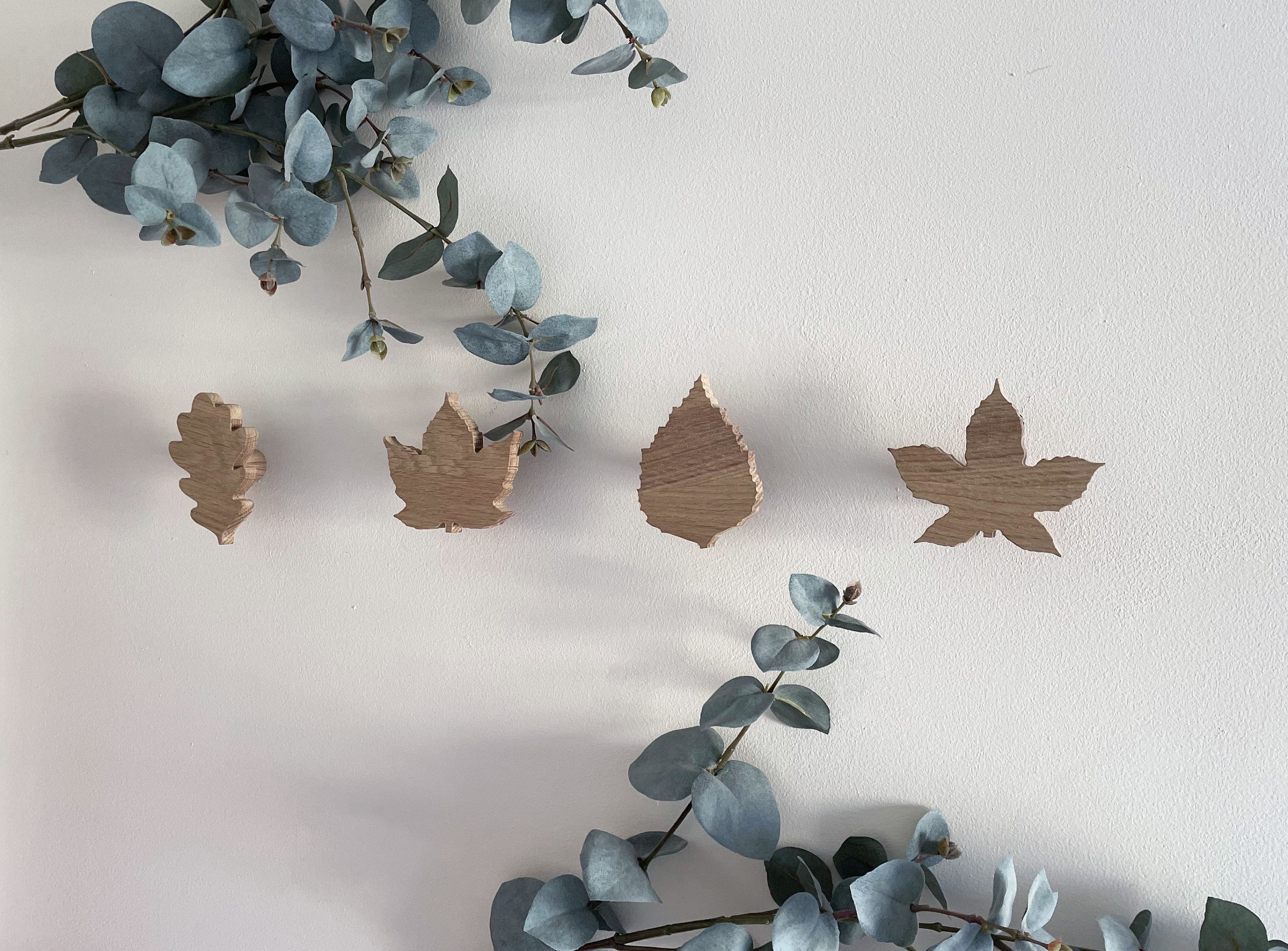 Autumn Leaf Hook Set | Set of 4 | Solid Oak, Hallway Hooks, Nursery ...