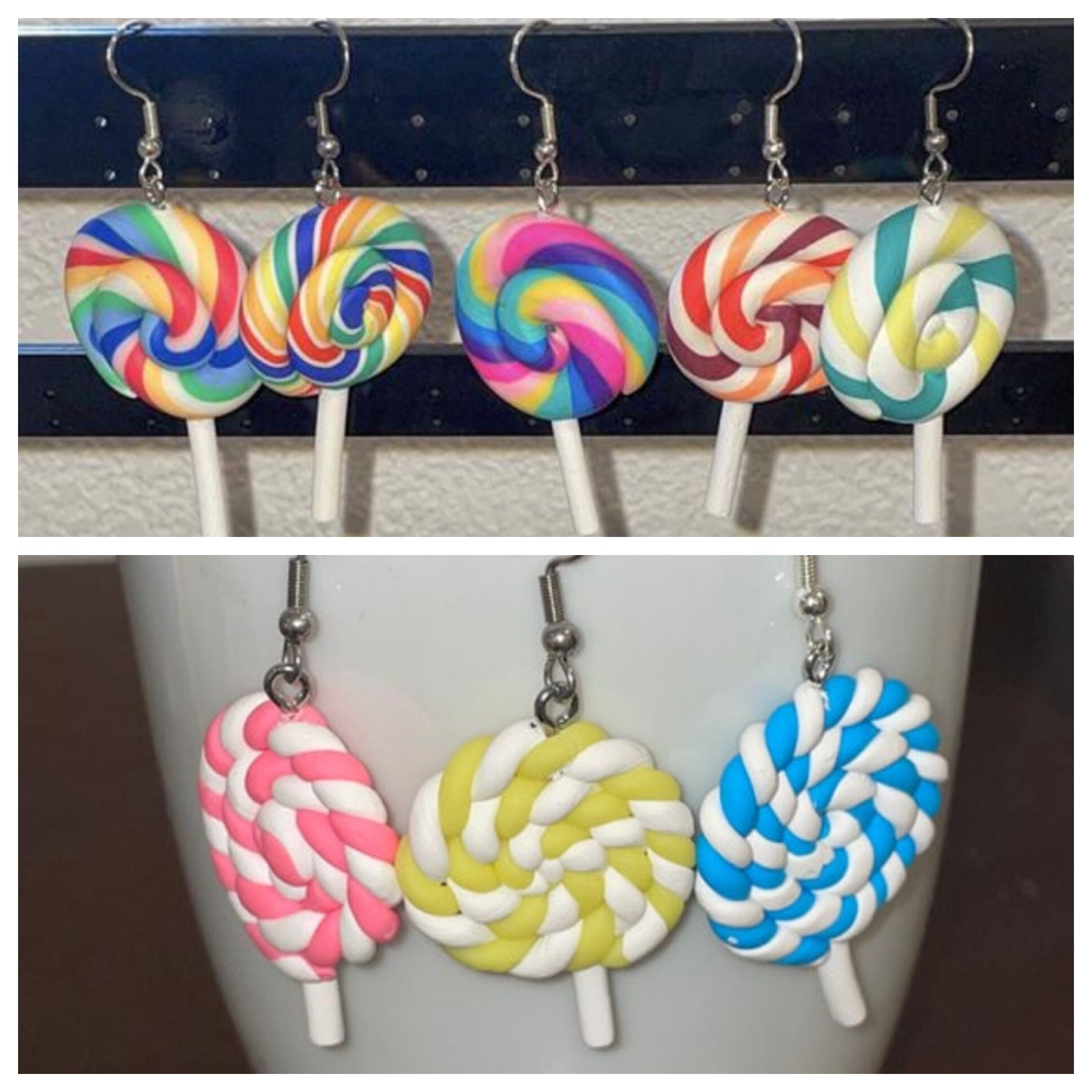 Lollipop Earrings Polymer Clay Lollipop EarringsSwirl | Etsy