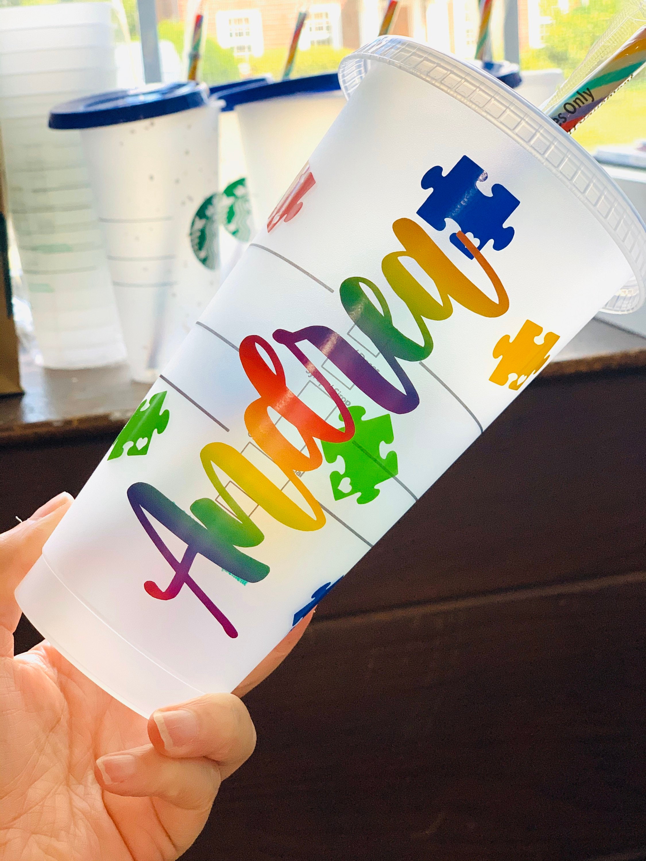 Starbucks Cold Drink Cup Autism Awareness, Reusable Cold Drink, Tumbler ...