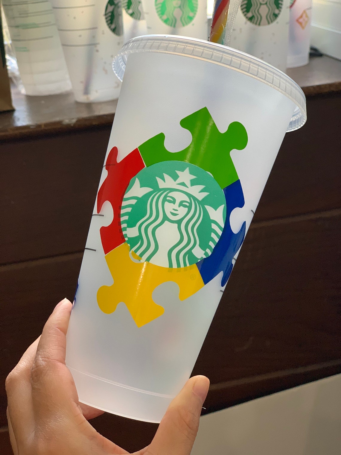 Starbucks Cold Drink Cup Autism Awareness, Reusable Cold Drink, Tumbler ...
