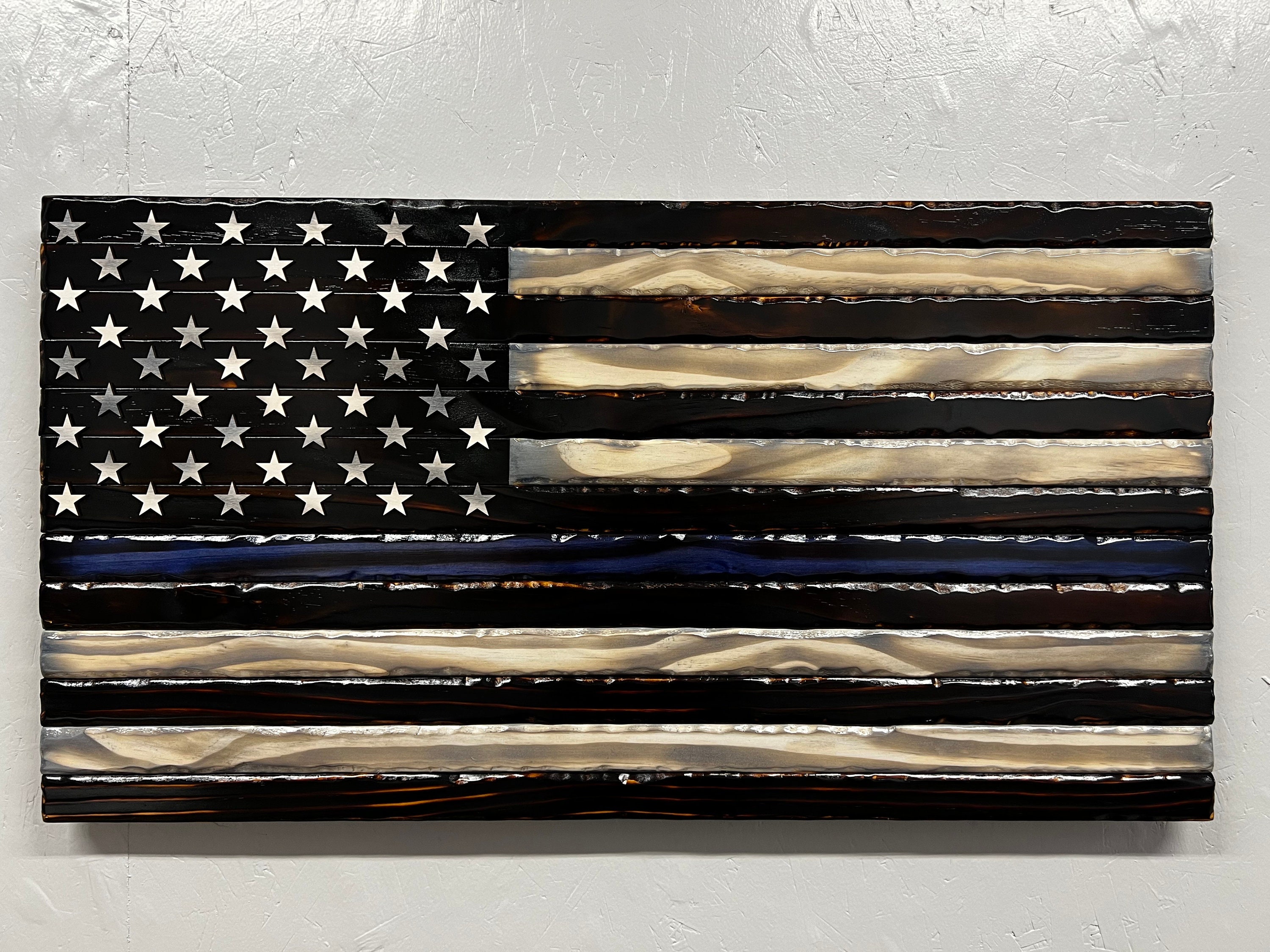 Thin Blue Line Flag | Wood Thin Blue Line Flag | Police Tribute Flag ...