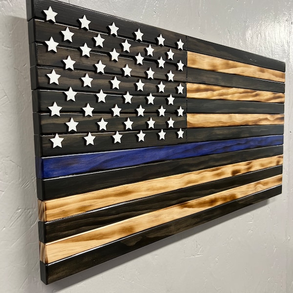 Thin Blue Line Wood Flag - Etsy