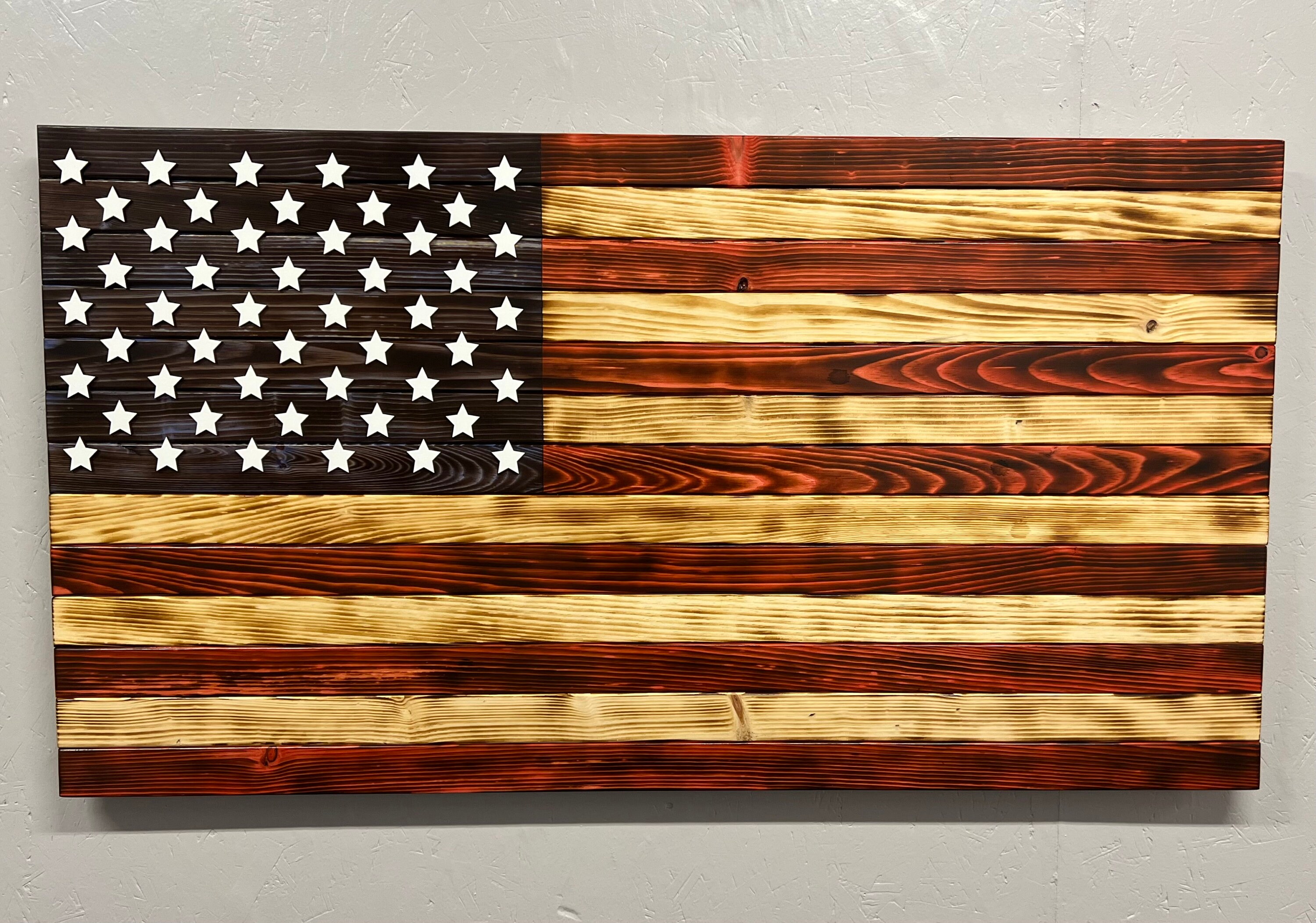 Charred Wooden American Flag | Rustic USA Wall Decor - Etsy