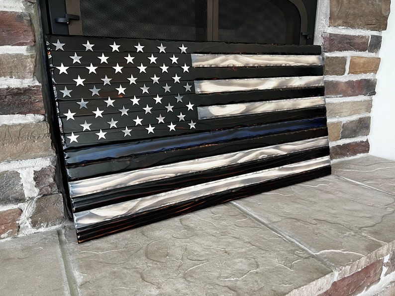 Thin Blue Line Flag | Wood Thin Blue Line Flag | Police Tribute Flag ...