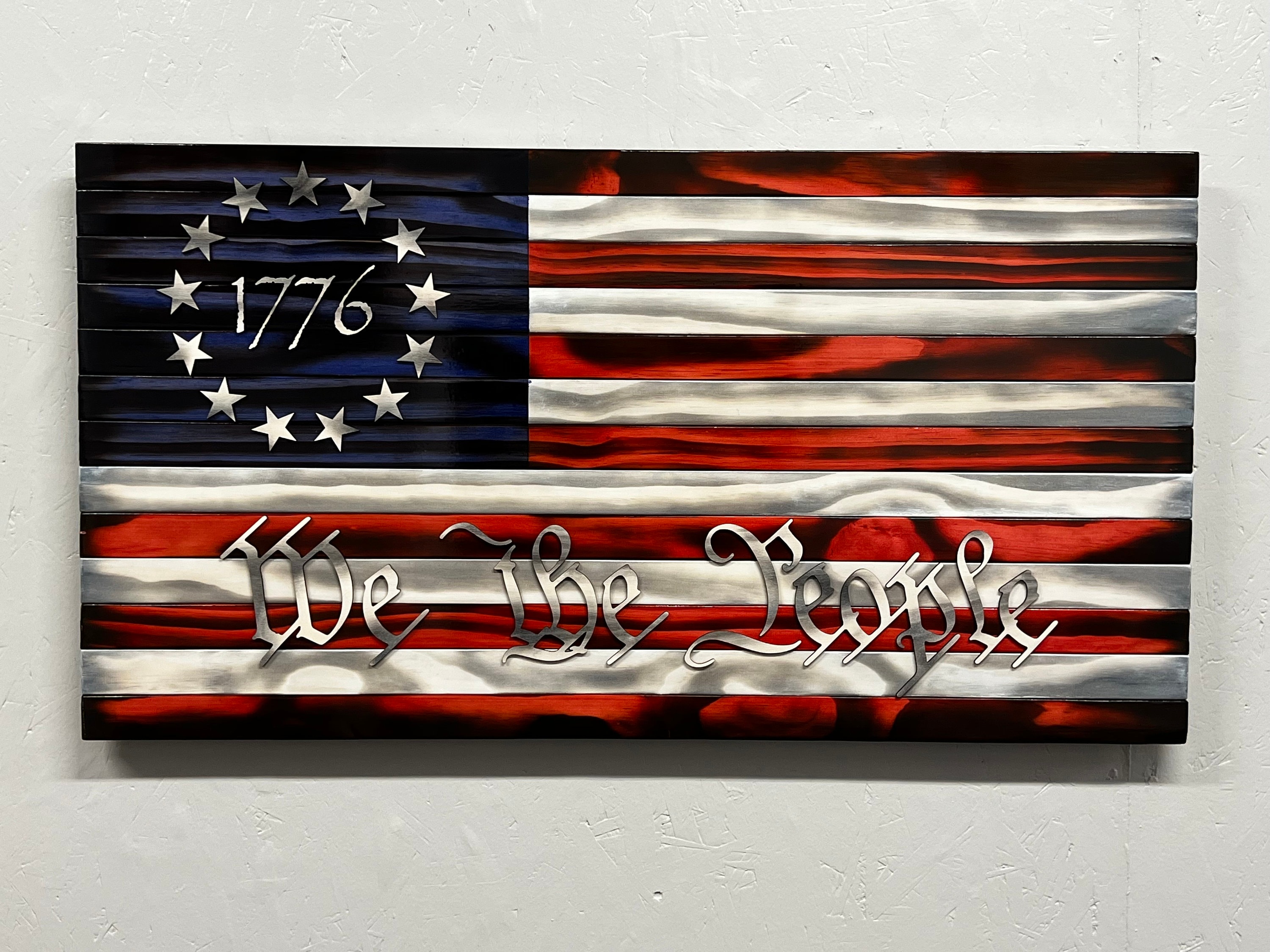 We the People Flag | Betsy Ross Wooden Flag | 1776 Wood Flag | Rustic ...