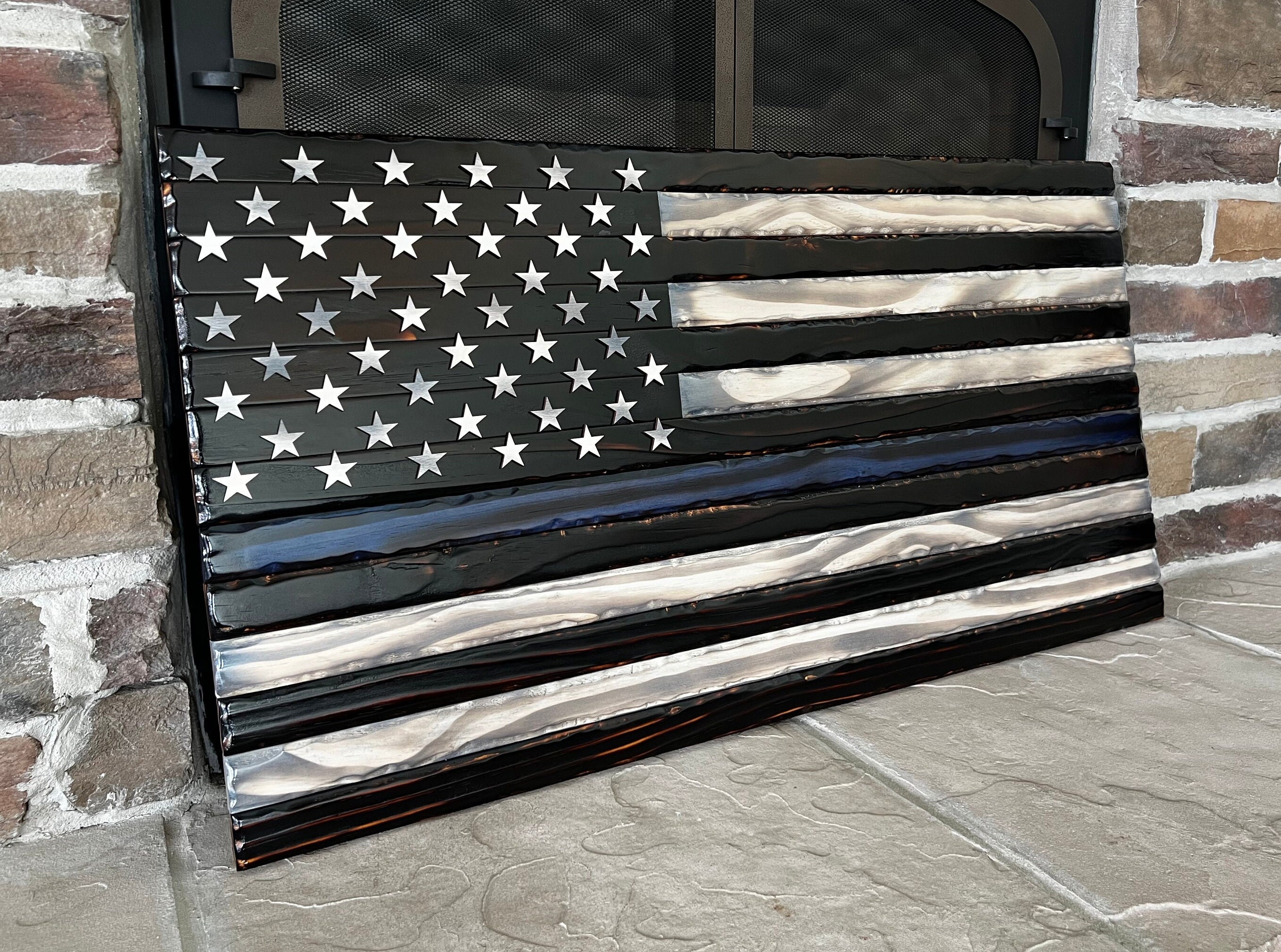 Thin Blue Line Flag Wood Thin Blue Line Flag Police Tribute Flag ...