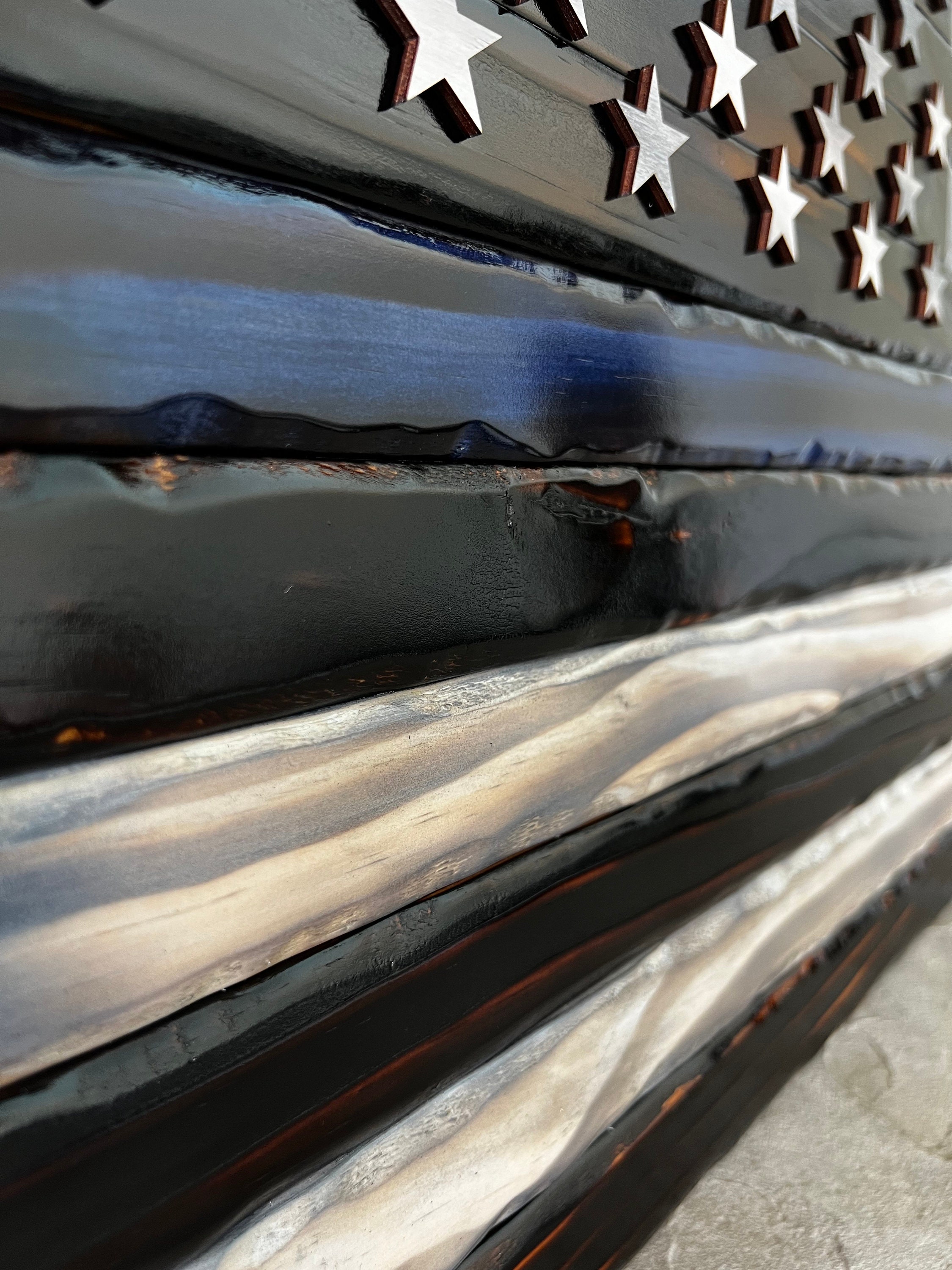 Thin Blue Line Flag | Wood Thin Blue Line Flag | Police Tribute Flag ...