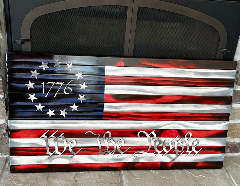 We the People Flag | Betsy Ross Wooden Flag | 1776 Wood Flag | Rustic ...