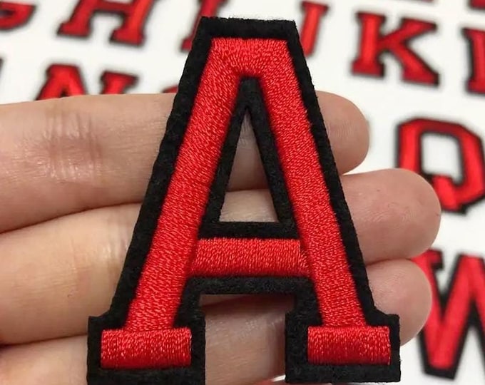 Red Letters Alphabet Embroidered Iron on Patches,embroidery DIY Name ...