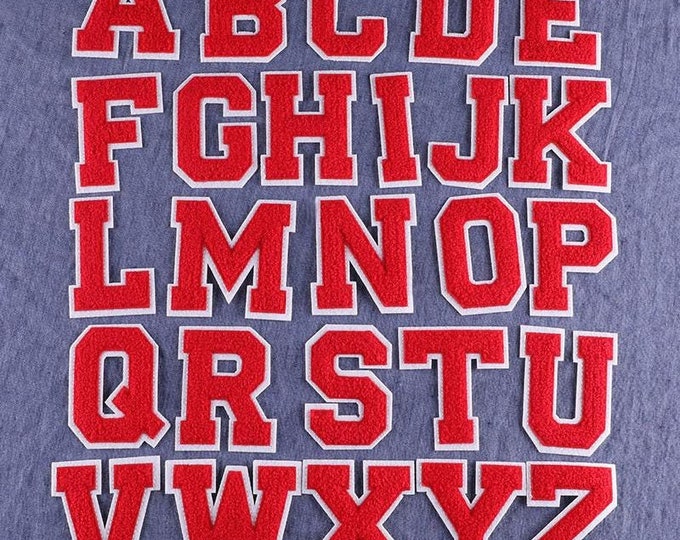 Red Letters Alphabet Embroidered Iron on Patches,embroidery DIY Name ...