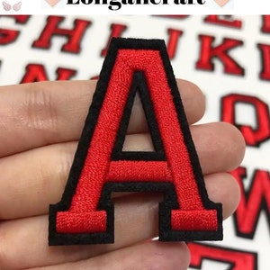 2.0 Inch Red Letter Embroidered Patch , DIY Name Alphabet Patches ...