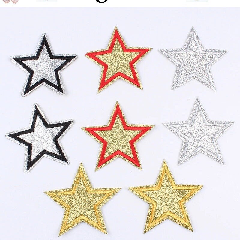 Embroidered Star Patches Gold - Etsy