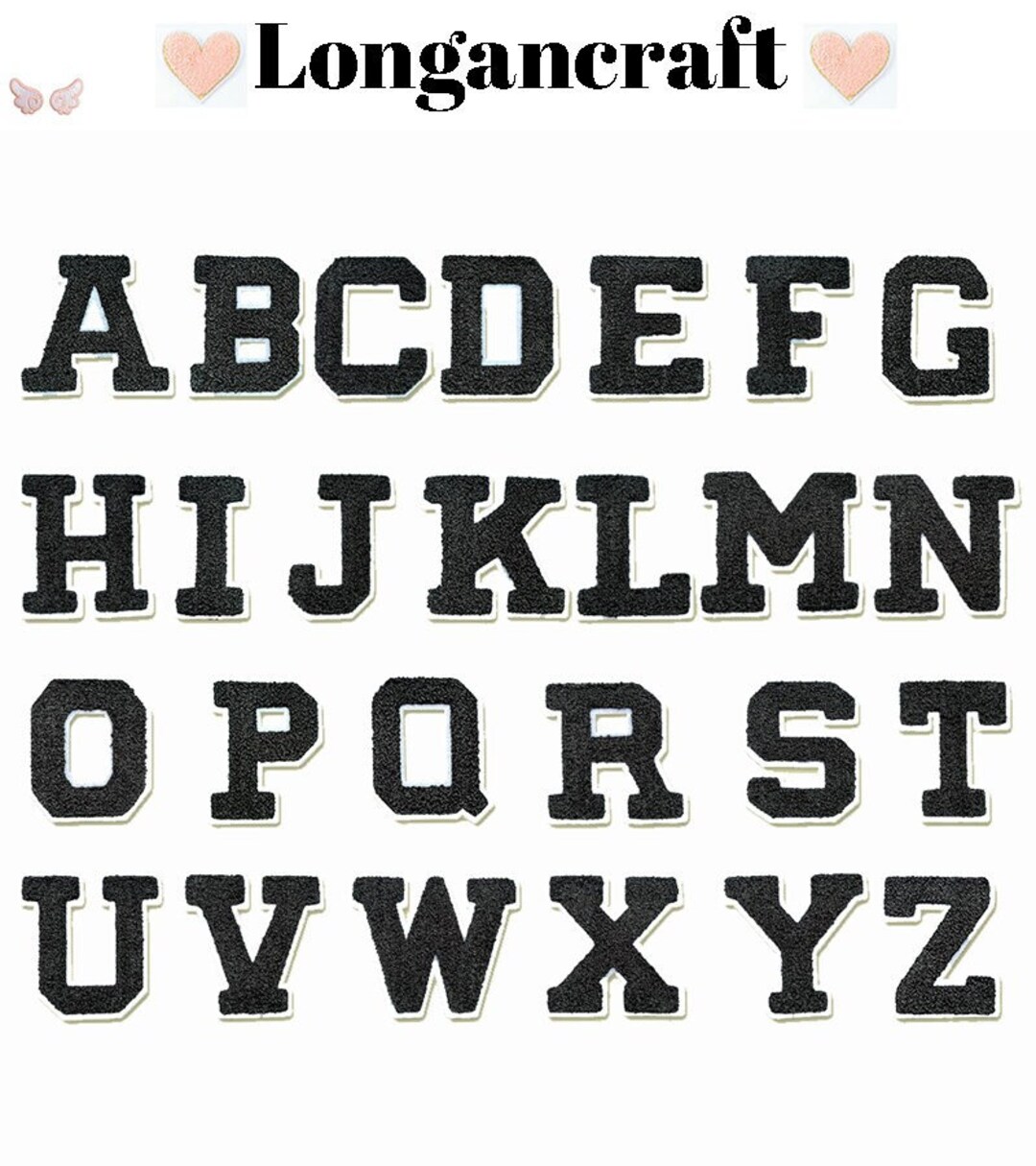 3.1 Inch Black Chenille Letters Patch, DIY Name Alphabet Patches ...