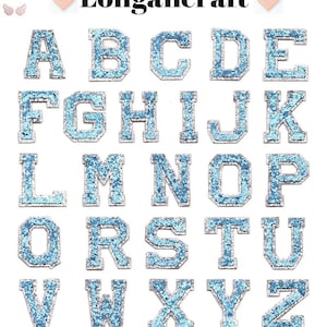2.0 Inch Light Blue Sequin Letters Patch, Letter Patches Iron On ...