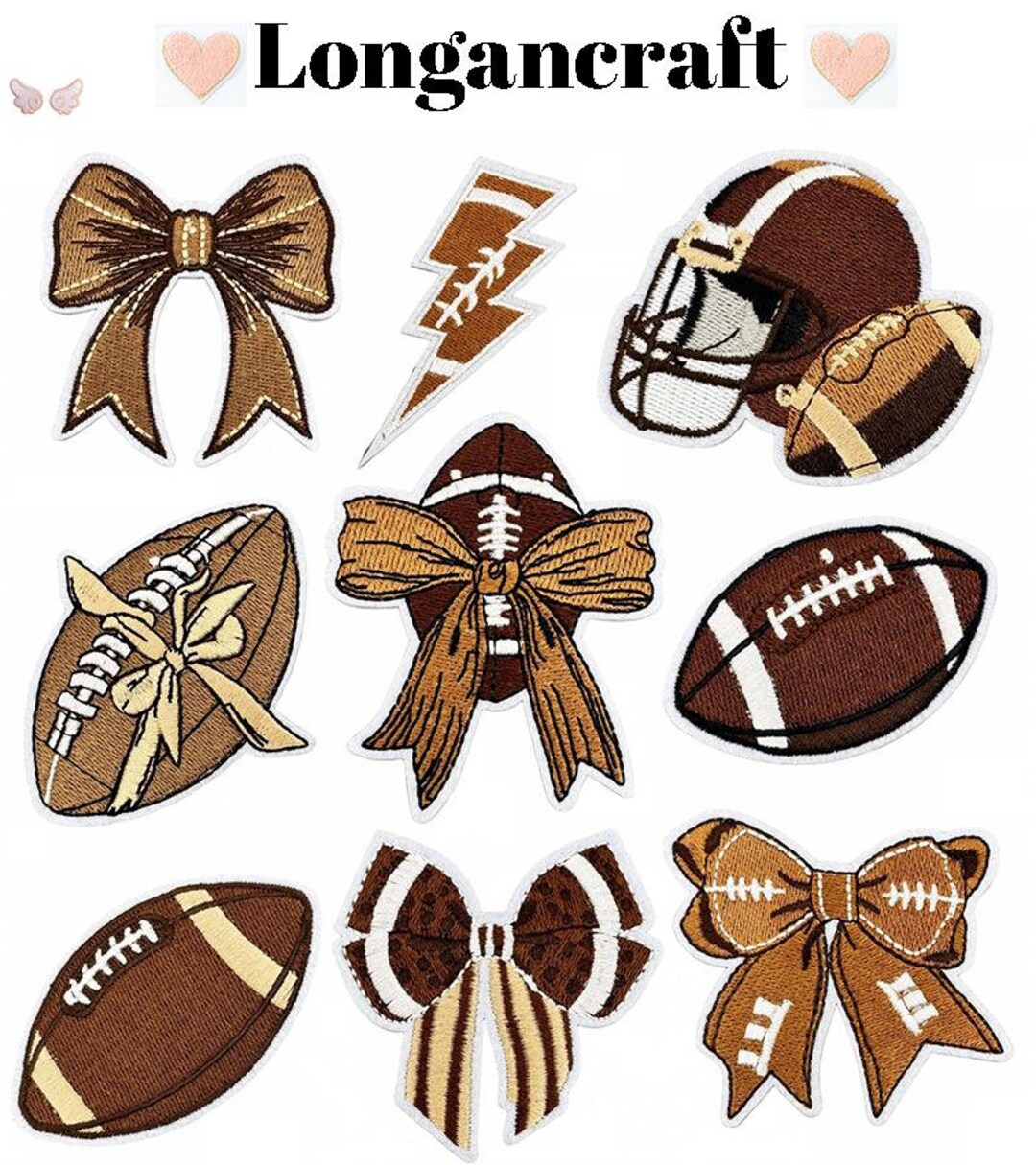 Football Embroidered Patch, Football Bowknot Patch, Lightning ...