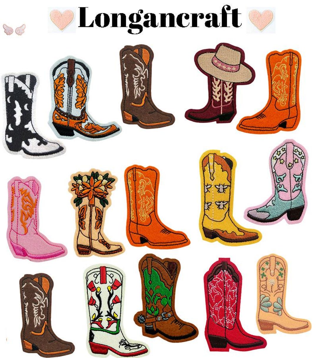2pcs Cowgirl Boots Embroidered Patch, Western Patches, Cowboy Boots ...